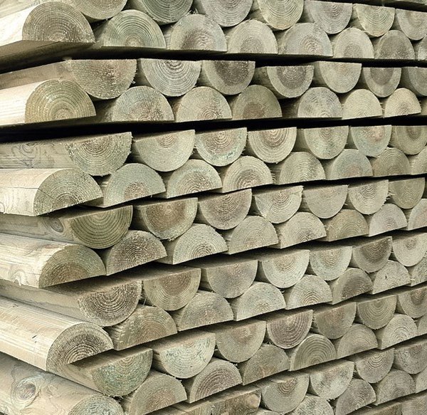100/125mm Half Round Peeled & Treated Softwood Rail - Hartwells Fencing