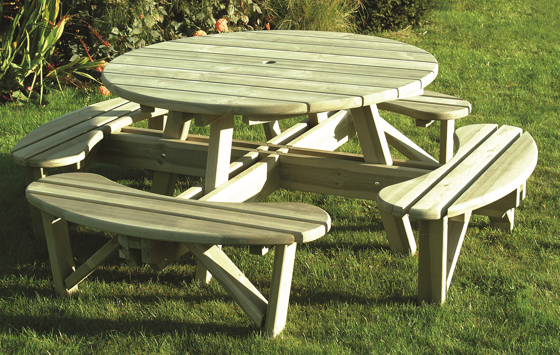 Elite Round Table & Bench Set (8 seats) - Hartwells Fencing